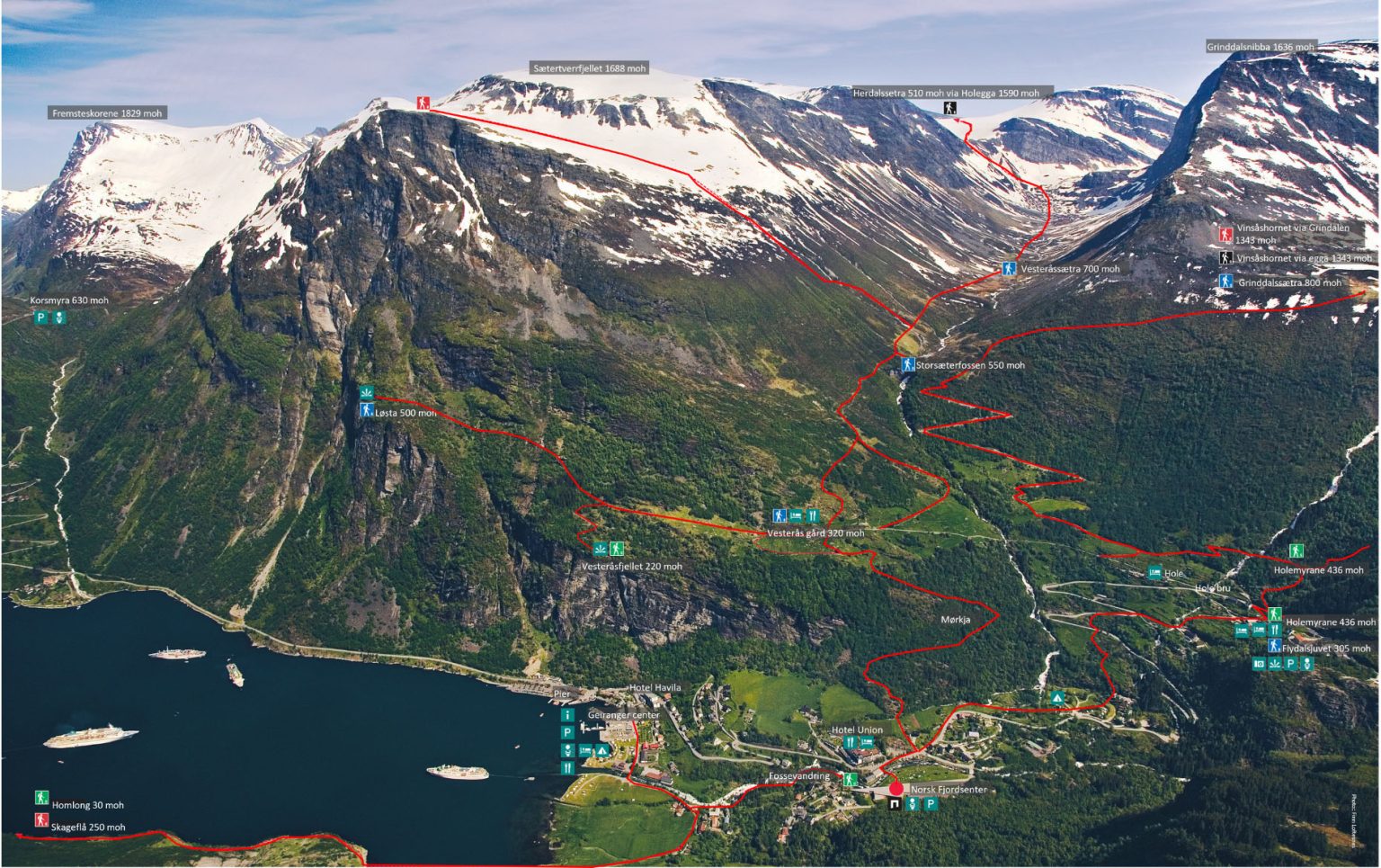 Things to do in Geiranger - Hiking routes - Geirangerfjorden verdsarv